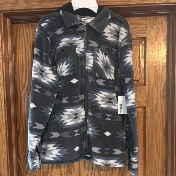 Jackets & Coats | Gray And White Boys Patterned Zipup Fleece Hoodie ...